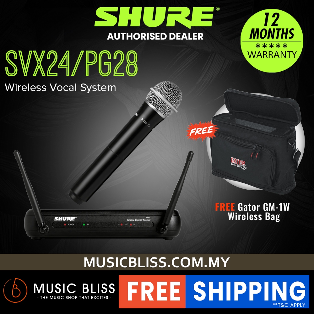 Shure SVX24/PG28 Handheld Wireless Microphone System, SVX4 Diversity ...