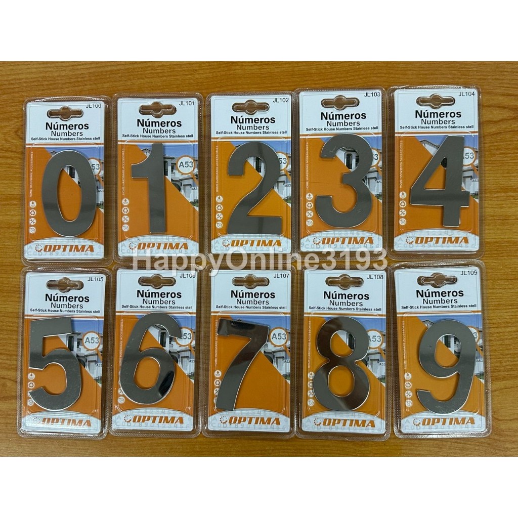 Stainless Steel House Numbering Number Plate Silver Color Self-Stick ...