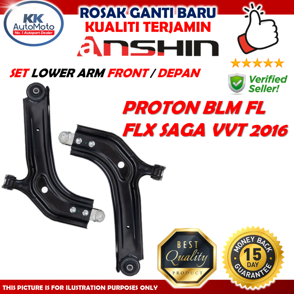 ANSHIN LOWER ARM SET ( KIRI+KANAN ) PROTON SAGA BLM FL FLX SAGA VVT ...