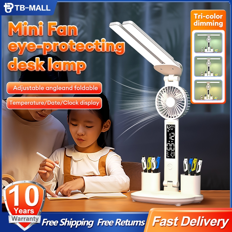 LED Desk Lamp Multifunction Foldable Double Headed Touch With Calendar ...