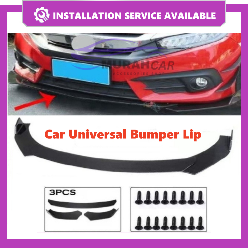 Car Universal FRONT BUMPER DIFFUSER LIP C-Style V-Style Black / Carbon ...