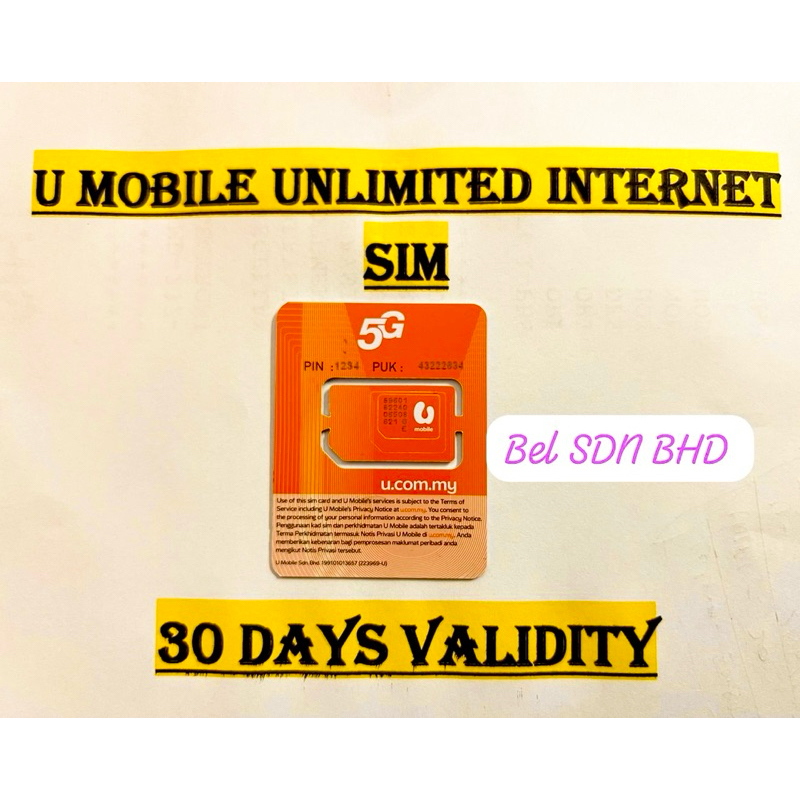 U Mobile Unlimited Internet Sim (U35-200gb high speed & 10 gb hotspot ...