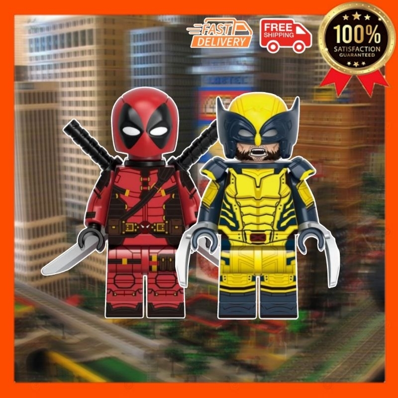 superhero minifigures block marvel avenger deadpool wolverine figure ...