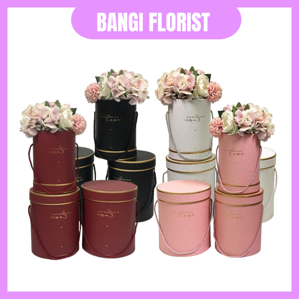Round Do All Things Flower Box Surprise Delivery Box Florist Bouquet ...