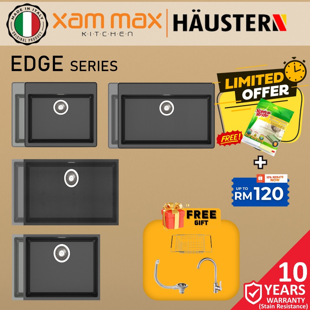 (ITALY)HAUSTERN EDGE SERIES SUS 304 Stainlees Steel Undermount Single ...