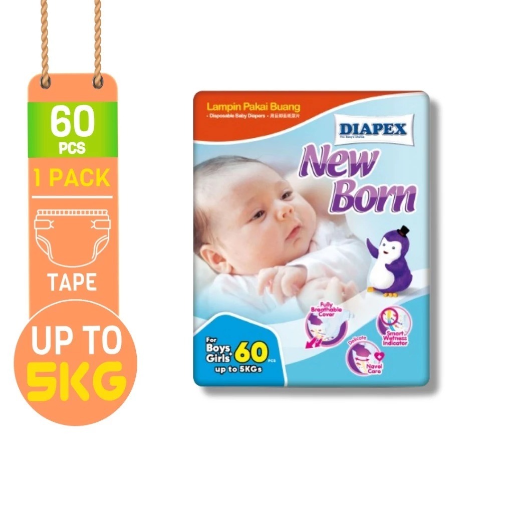 Diapex Baby Newborn Diapers 60's ( 1 pack ) | Shopee Malaysia