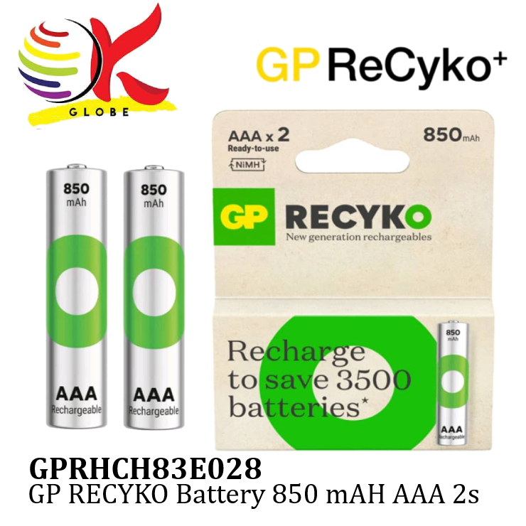 GP RECYKO RECHARGEABLE BATTERY 2'S 850MAH AAA ( 2 BATTERIES PACK ...
