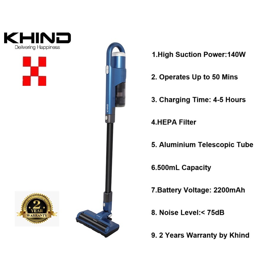 Khind Cordless Stick Vacuum Cleaner 140W 10kPa VC9675MS 机兴无线棒吸尘器 ...