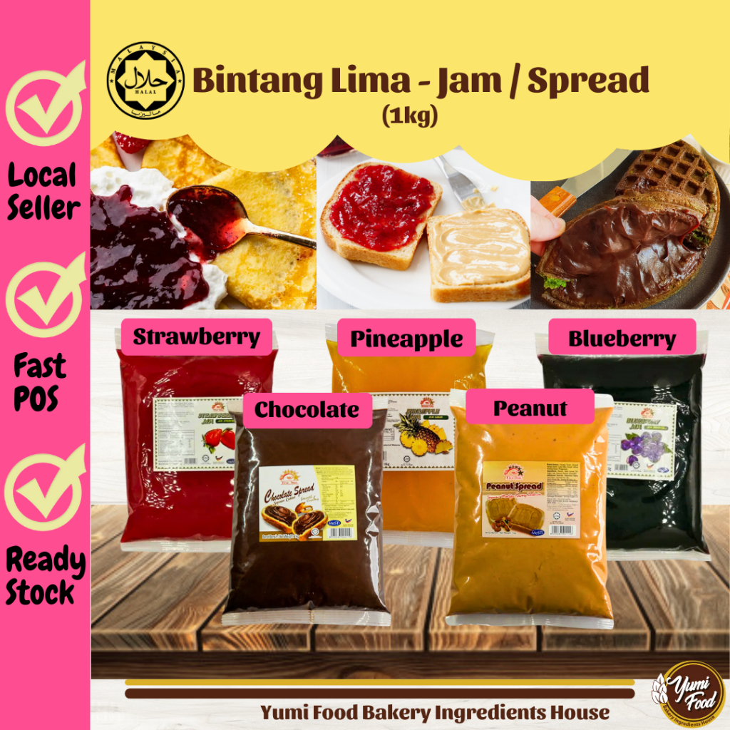 [READY STOCK] HALAL Bintang Lima Jam /Spread/Waffle Biskut Roti Bread ...