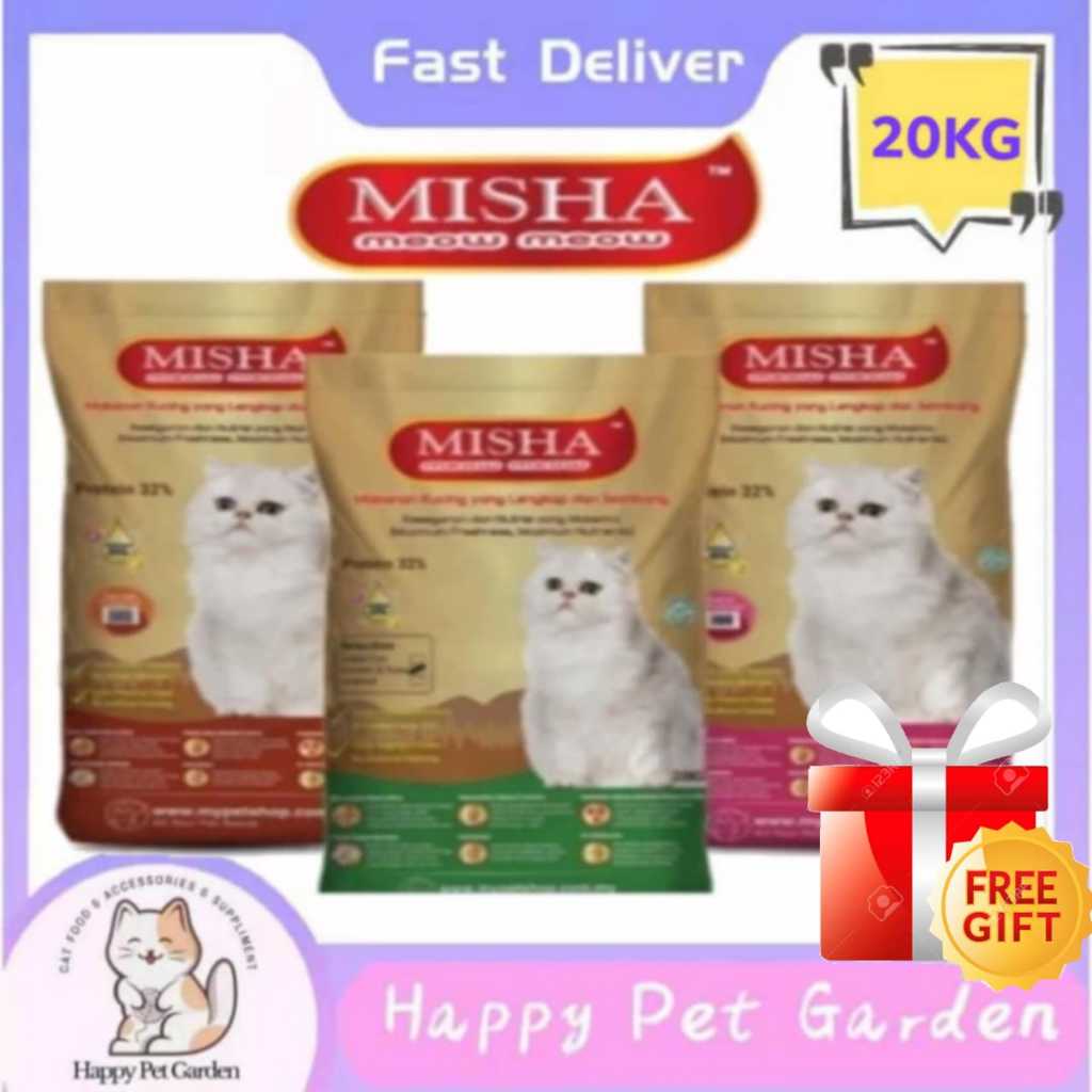MISHA Dry Cat Food 20KG [ Chicken Tuna / Ocean Fish /Seafood ] Makanan ...