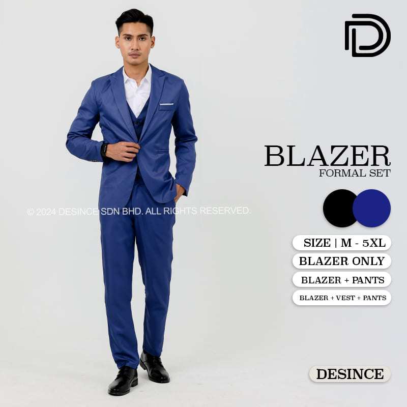 🇲🇾 DESINCE Men Blazer Set Formal Trousers Business Plus Size 5XL 6XL ...