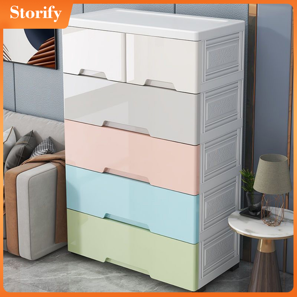 【37cm】Plastic Drawer Cabinet - Almari Baju Storage Box Organizer for ...