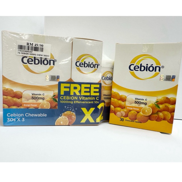 Cebion Vitamin C 500mg Chewable 90s FREE 20’s Effervescent & 30’s ...