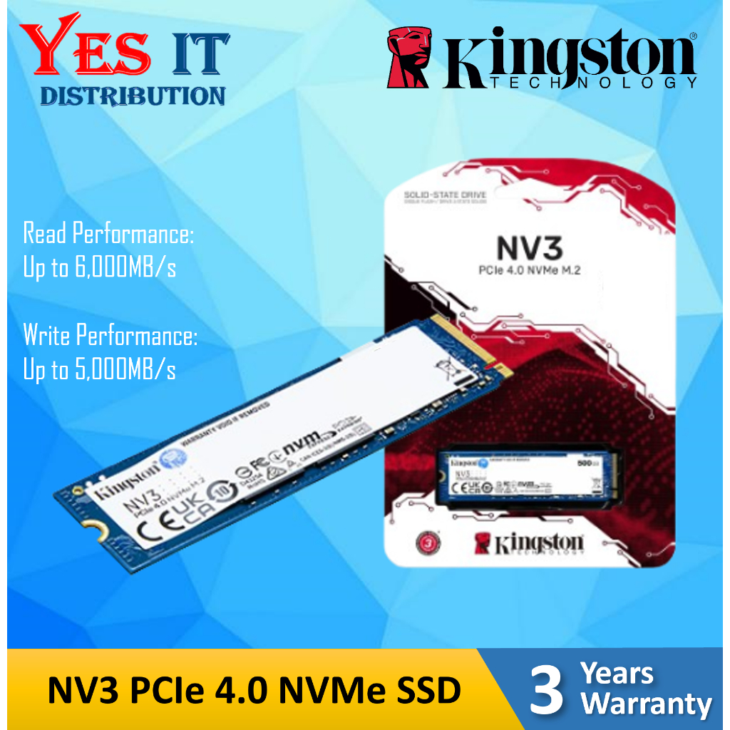 KINGSTON NV3 M.2 2280 / NV3M3 M.2 2230 NVMe PCIe GEN 4.0 SSD (500GB/1TB ...