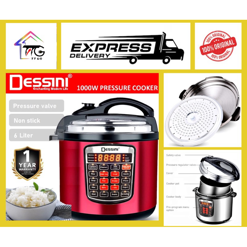 DESSINI ITALY 10IN1 6L / 8L Pressure Cooker ORIGINAL Non-stick 电脑版电气压锅 ...