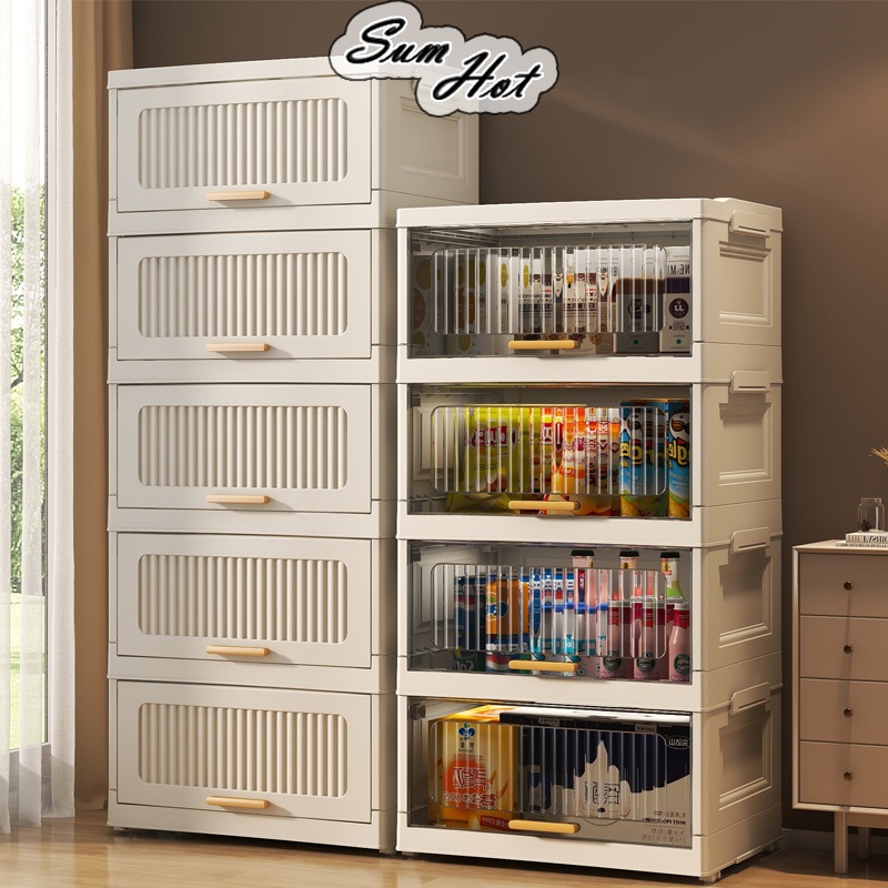 Pintu Cabinet Dapur 2/3/4/5/6 Layers Storage Foldable box Transparent ...