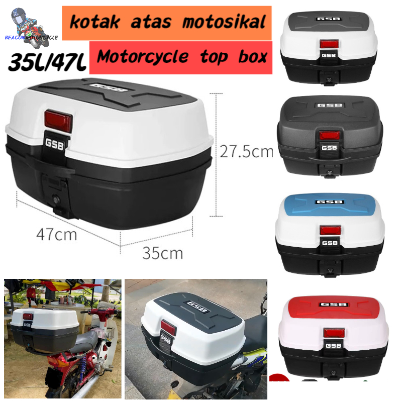 Motor GSB Box 47L Motorcycle Givi Top helmet Box Trunk Motorsikal Kotak ...