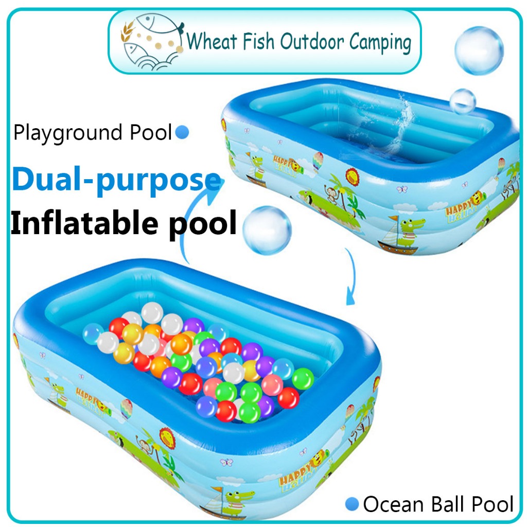 Large Rectangular Inflatable Swimming Pool – 3 Sizes for Kids, Pets ...