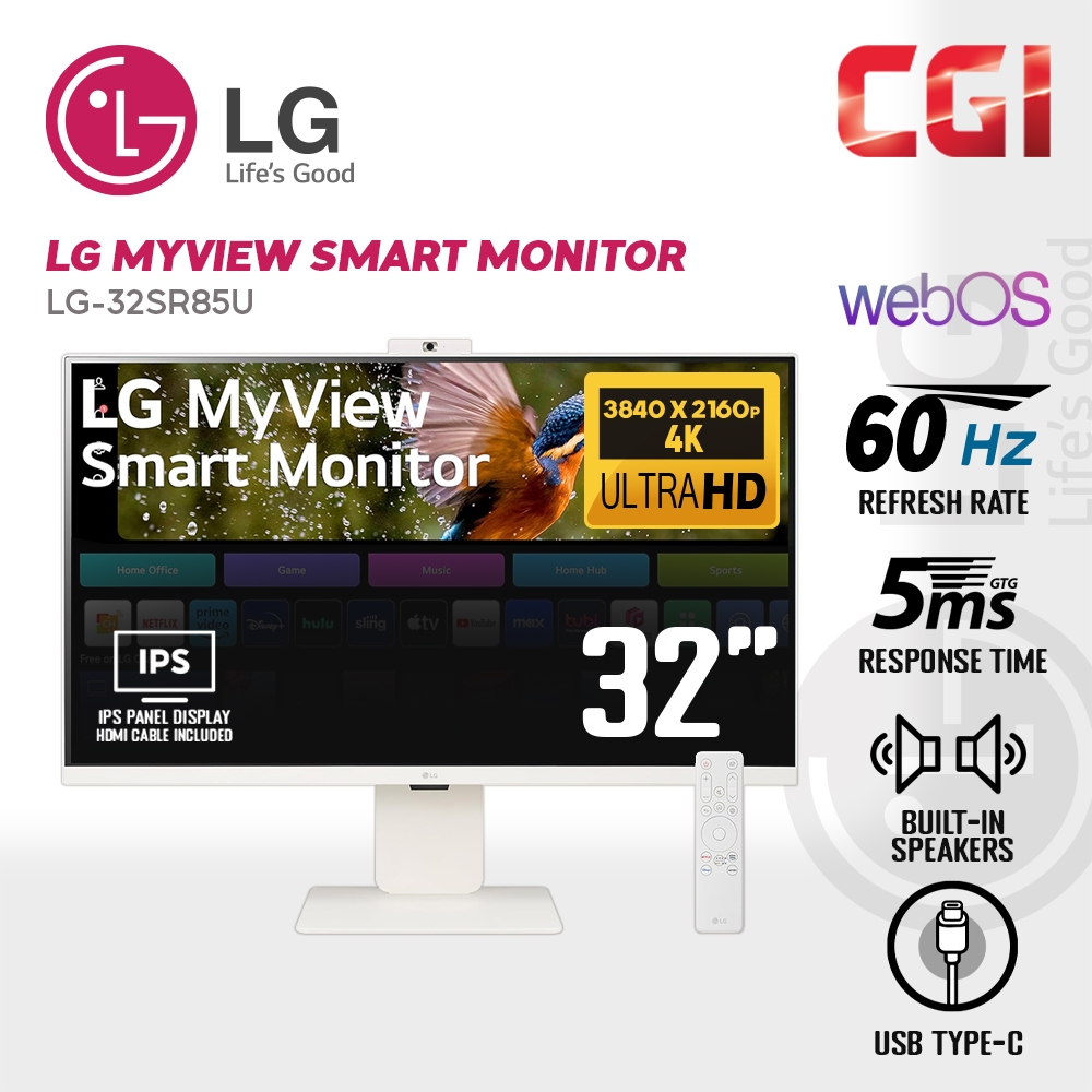 LG 32" 32SR85U 4K UHD IPS MyView Smart Monitor with webOS and Built-in ...