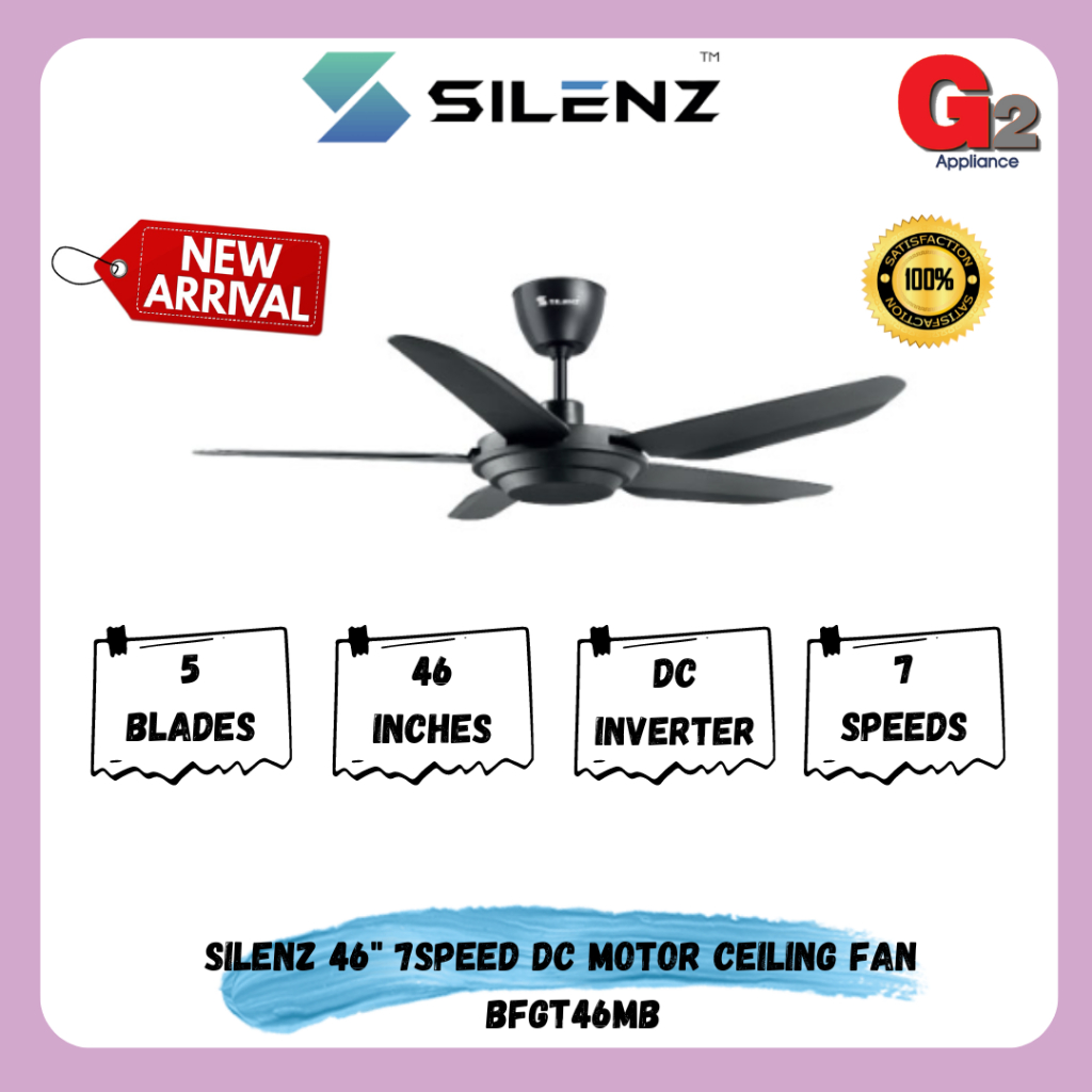 SILENZ [New Arrival] 46" DC Motor 5 Blade Ceiling Fan BFGT46MB - Silenz ...