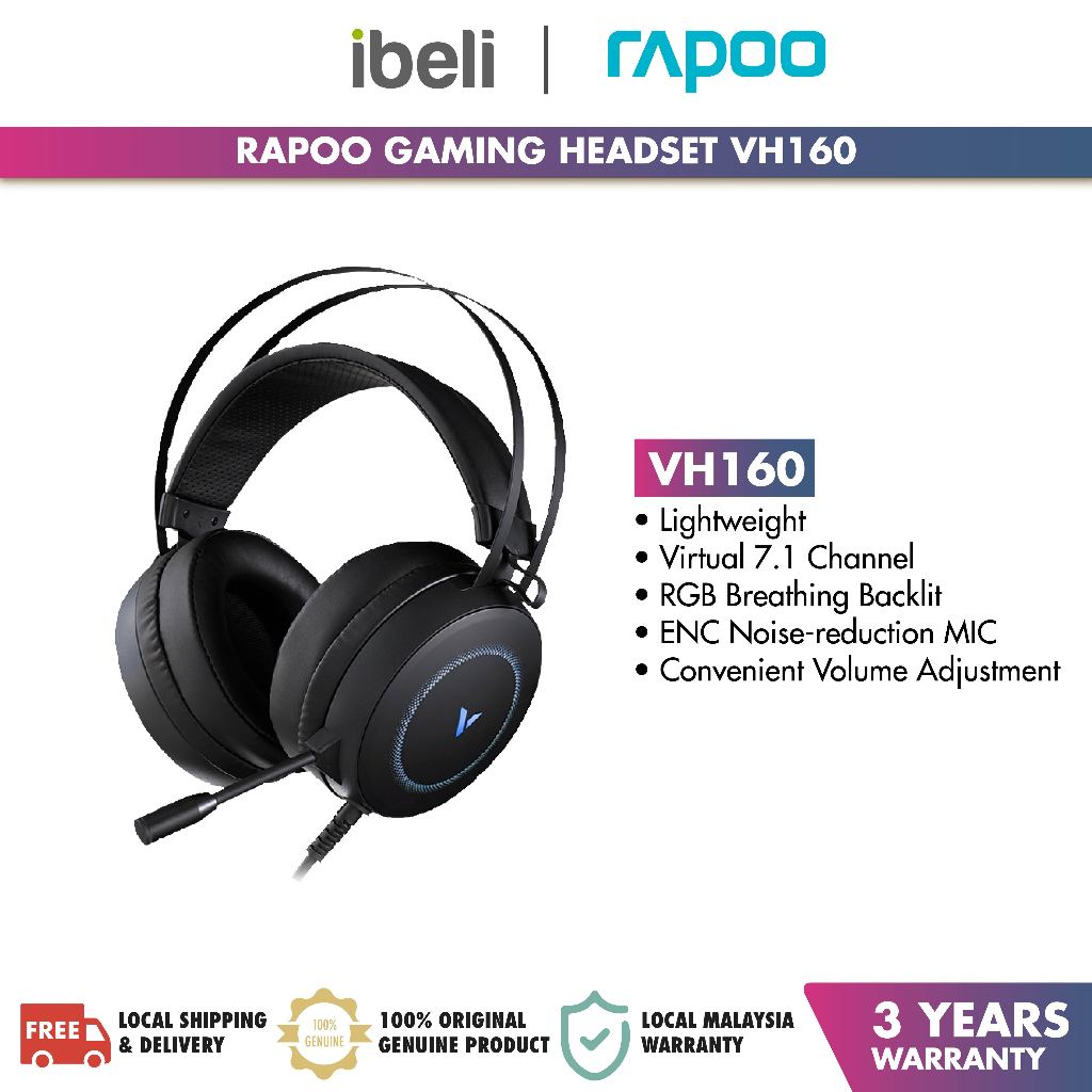 Rapoo Virtual 7.1 Channels Gaming Headset VH160 - 3 Year Warranty | Shopee Malaysia