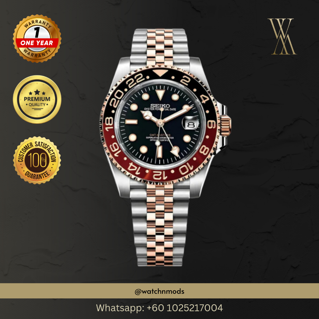 Seiko Mods NH34 Automatic GMT Movement - Submariner Two Tone Coke ...