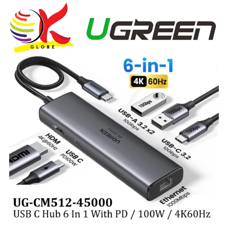 UGREEN CM512 HIGH END USB-C DOCKING 2*USB3.0 + HDMI 4K@60HZ + GIGABIT+ ...