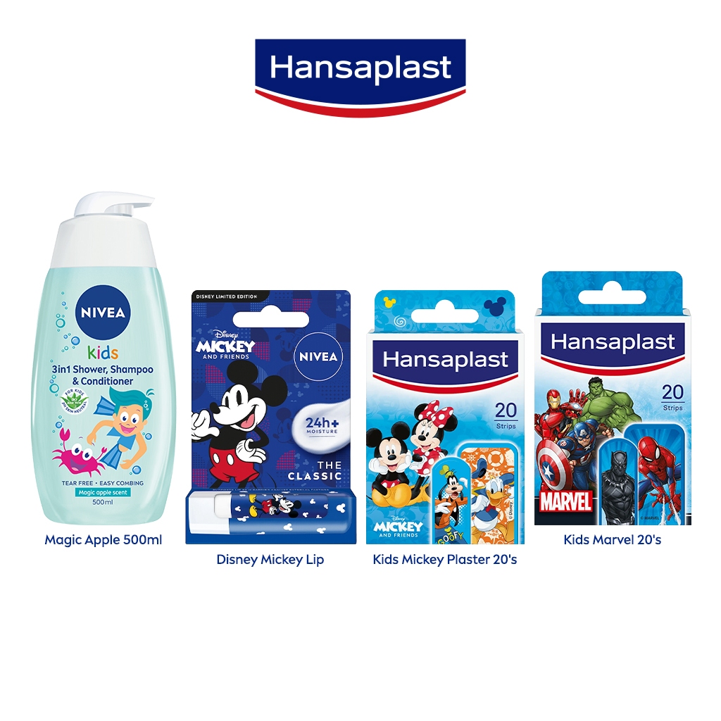 Kids Mickey Plaster 20's x Magic Apple 500ml x Kids Marvel 20's x ...