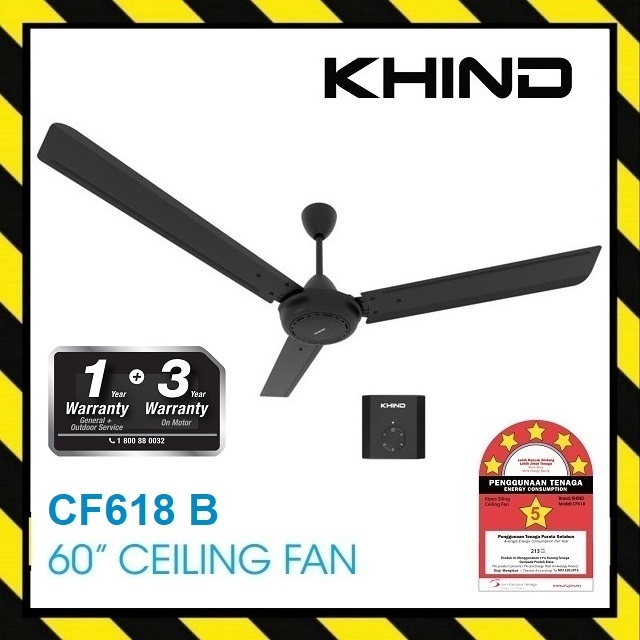 3 Set - Khind Ceiling Fan CF618B Black CF618 White 60INCH WITH ...