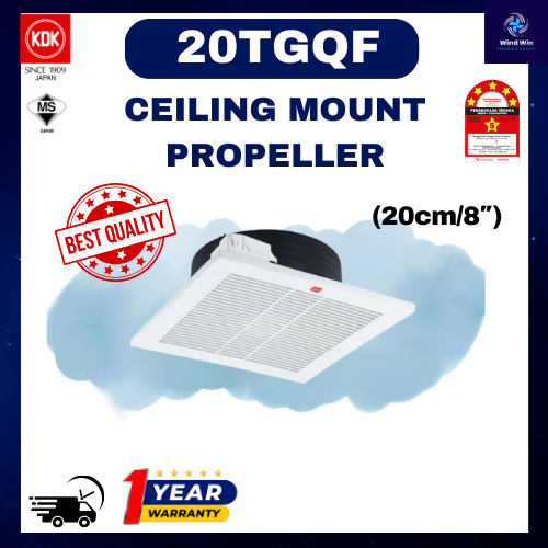 KDK 20TGQF CEILING EXHAUST FAN (20CM/8″) CEILING MOUNT PROPELLER ...