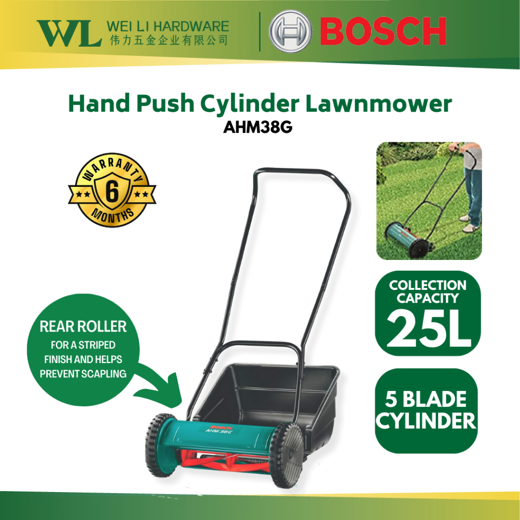 Bosch ahm38g 41cm hand push cylinder lawnmower store
