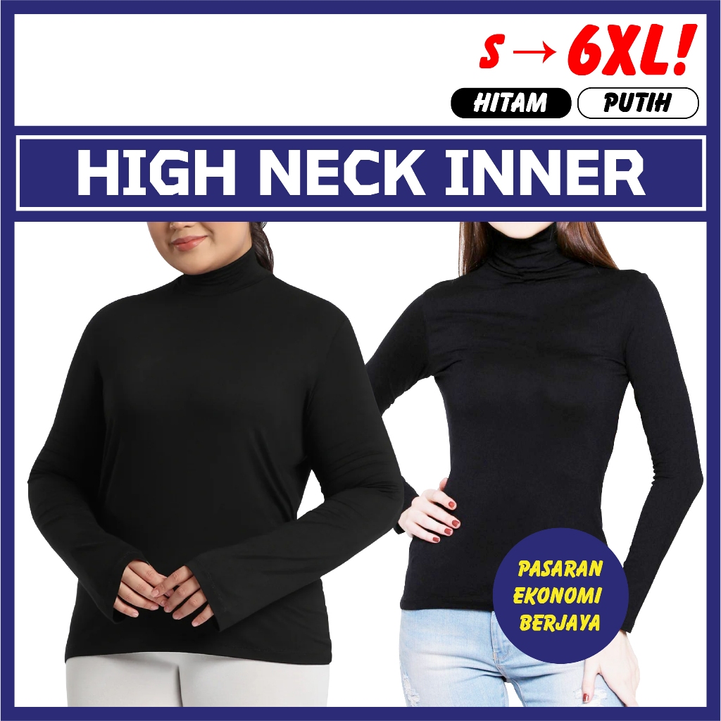 HIGH NECK INNER WANITA 62030# [S-6XL] WOMEN LONG SLEEVE TURTLE NECK ...