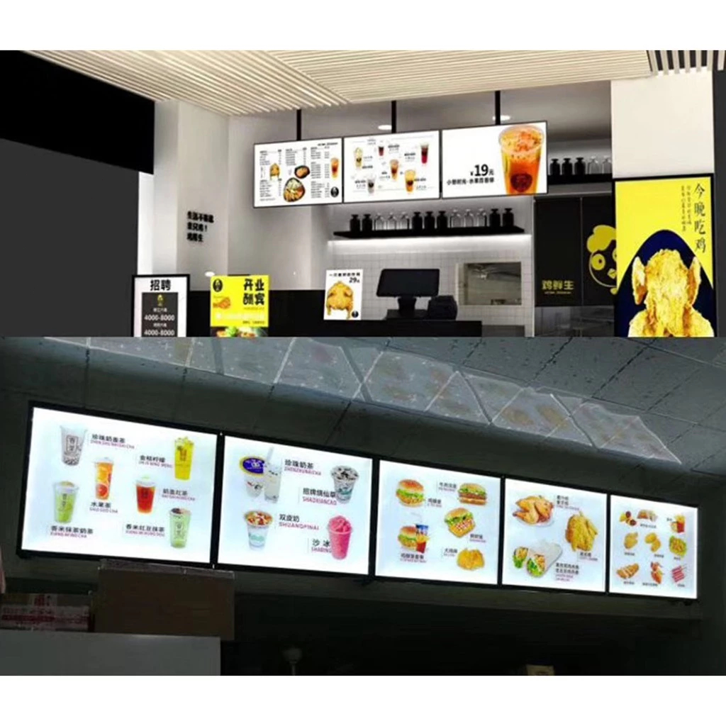 Stadium fast food restaurant hanging light led board menu 40x50cm size ...
