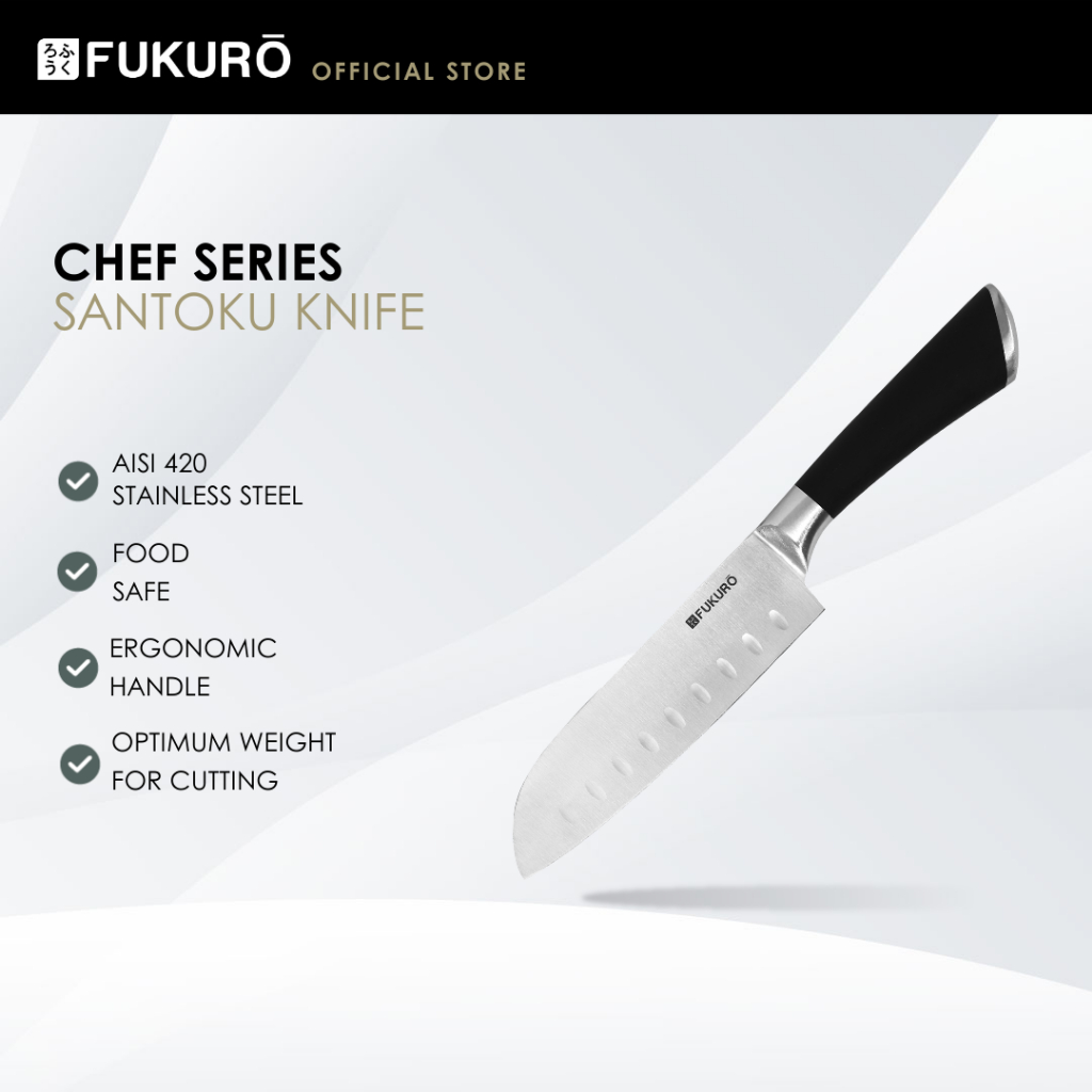 Fukuro Chef Series Stainless Steel Santoku Knife (7") | Shopee Malaysia