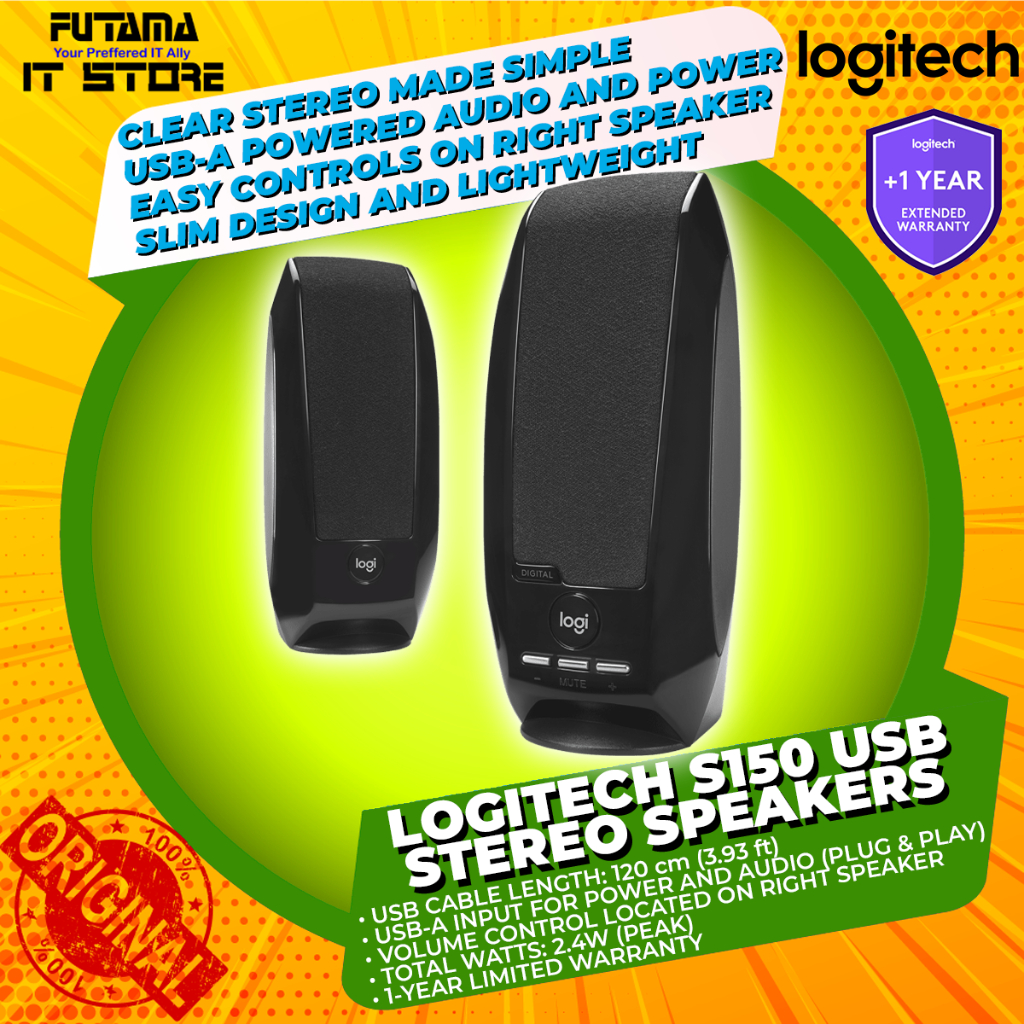 Logitech S150 USB Stereo Speakers - Crystal-clear stereo sound | Shopee ...