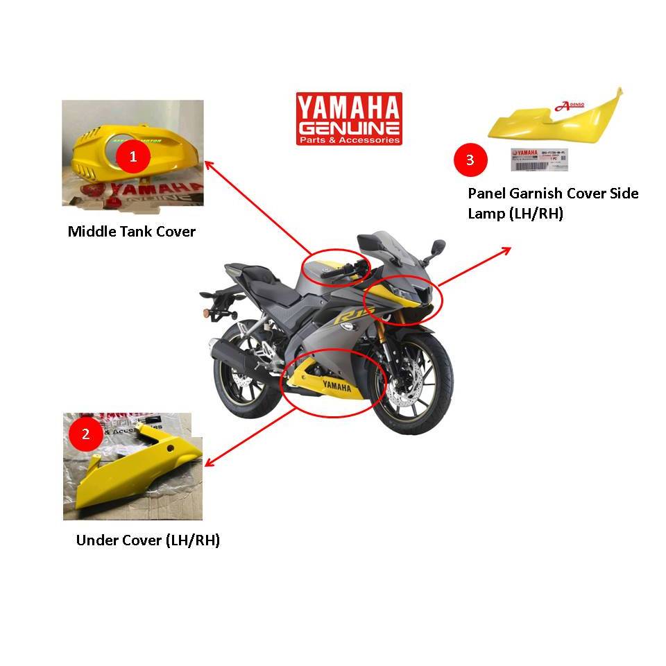 [ORIGINAL] YAMAHA YZF R15 COVER SET YELLOW KUNING TANK COVER UNDERCOVER ...