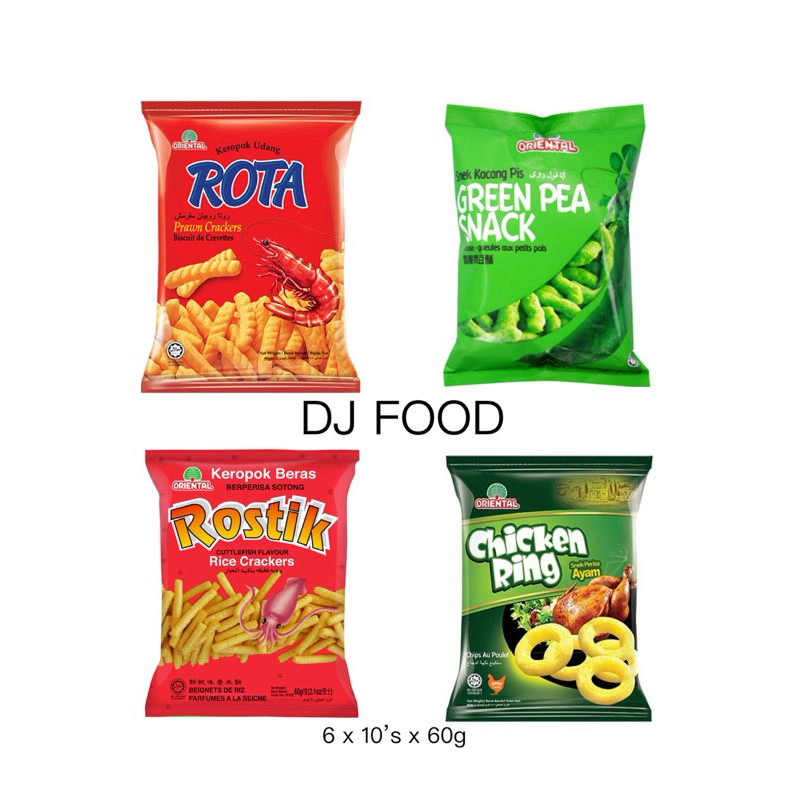 (Unit) Oriental Keropok 60g ROTA / ROSTIK / GREEN PEA / CHICKEN RING ...