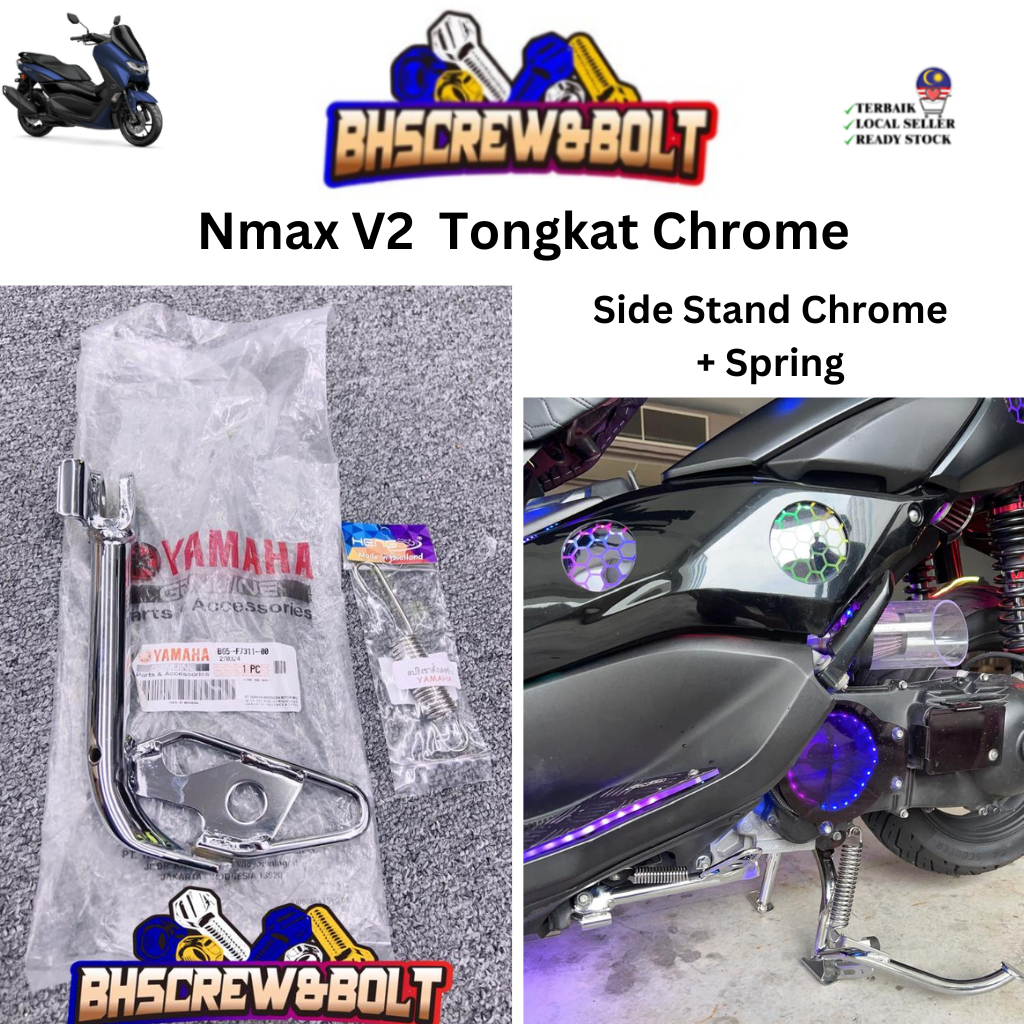 Nmax V2 Side Stand Chrome NVX Tongkat Nmax Tongkat Chrome Mainstand ...