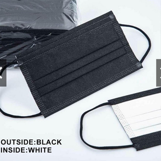 50pcs Black/Inner White Mask 3ply Original Tebal Medical Disposable ...