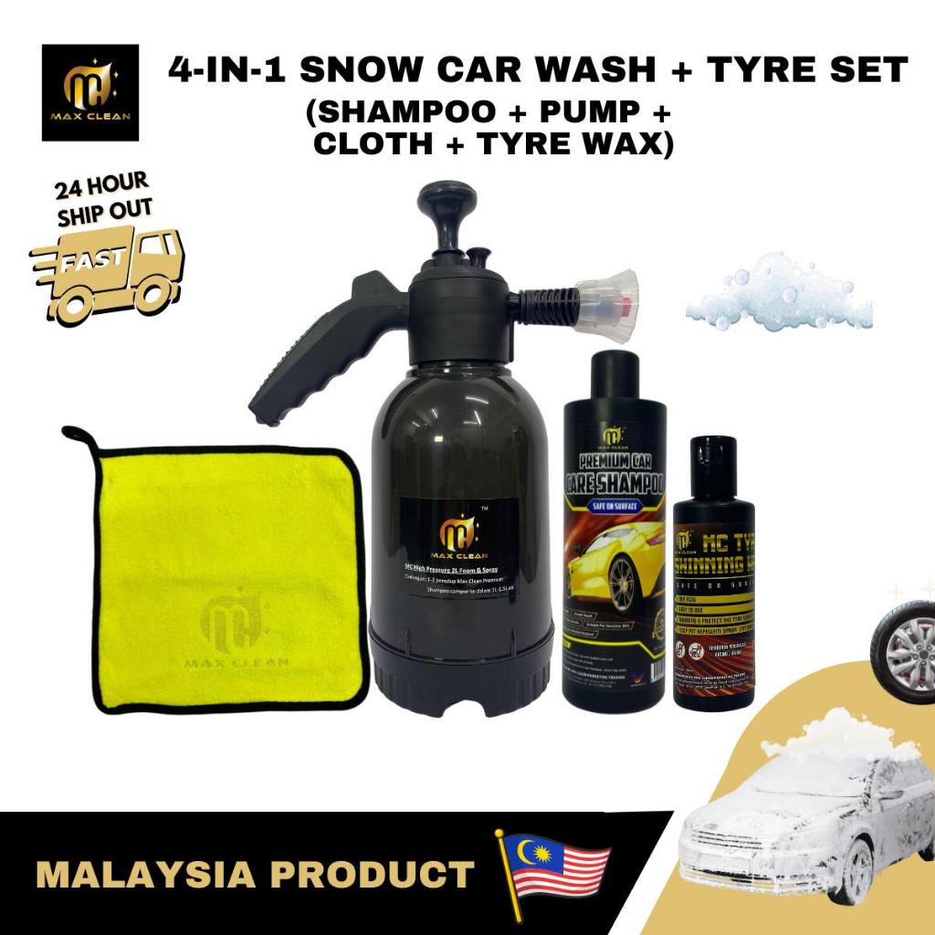 [4-in-1] Max Clean Car Snow Wash + Tyre Wax Combo Automotive | Cuci ...