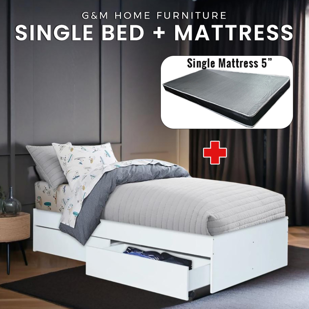 Wooden Single Bed Frame Tilam Mattress Katil Double Kayu Queen Size ...