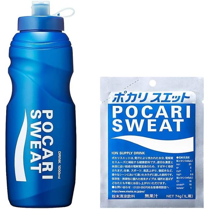 Japan Otsuka Pocari Sweat Powder 74g + Bottle(1L size) set Made in ...
