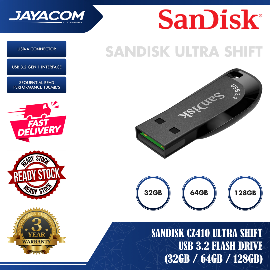 Sandisk CZ410 Ultra Shift USB 3.2 Flash Drive – 32GB / 64GB / 128GB ...