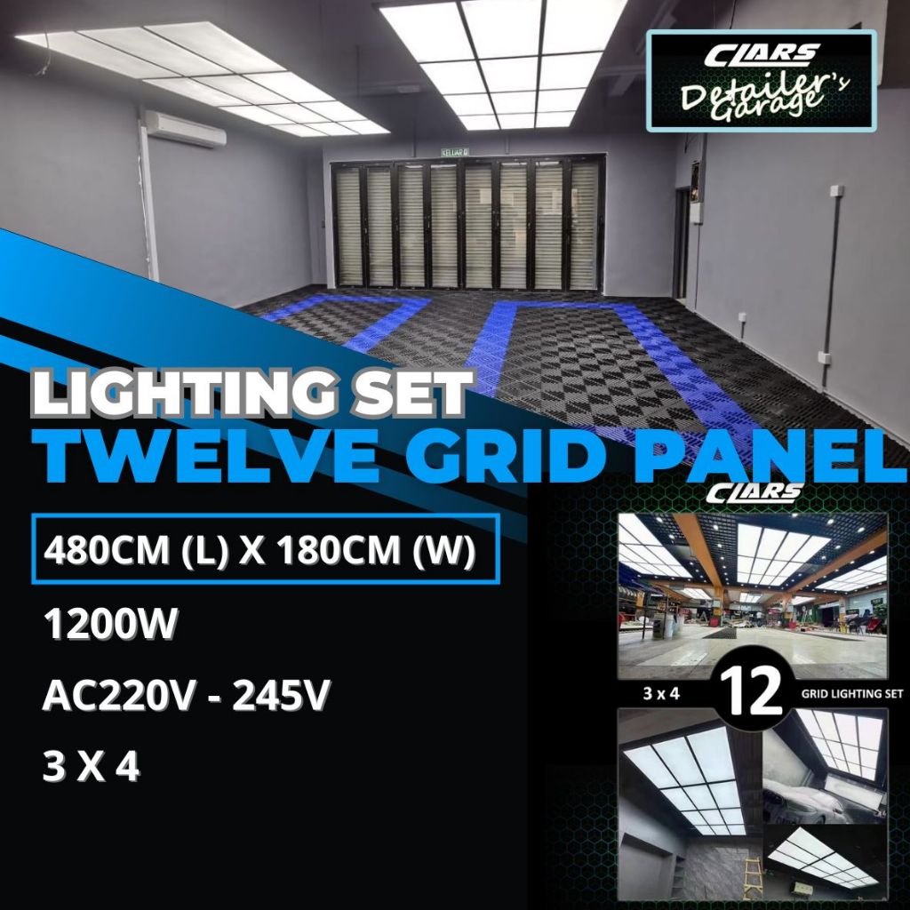 Clars 12 Grids LED Lighting Panel Set/ For Car Detailing Car Wash ...