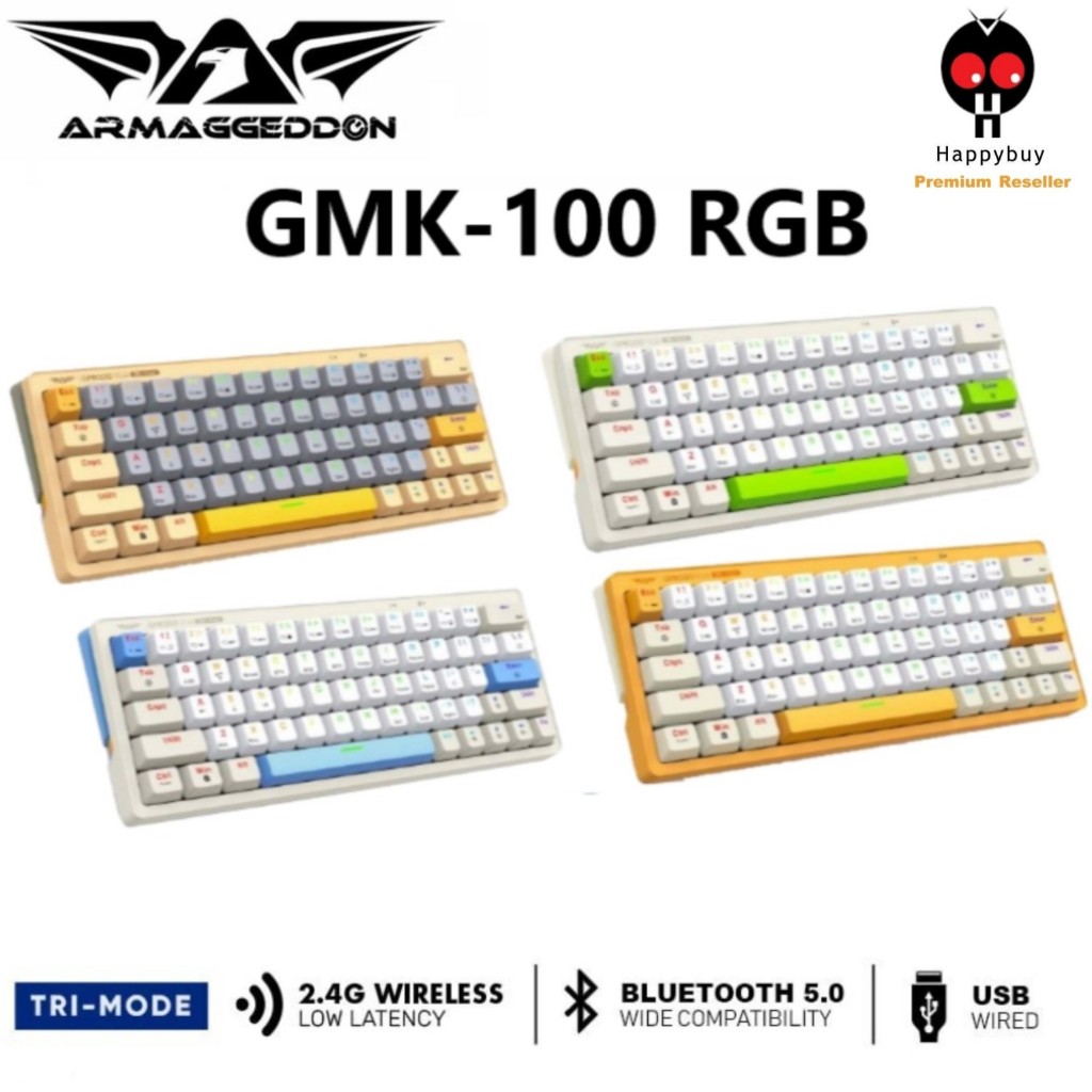 Armaggeddon GMK-100 RGB Tri-Mode Hot Swap 63 Keys Mechanical Keyboard ...