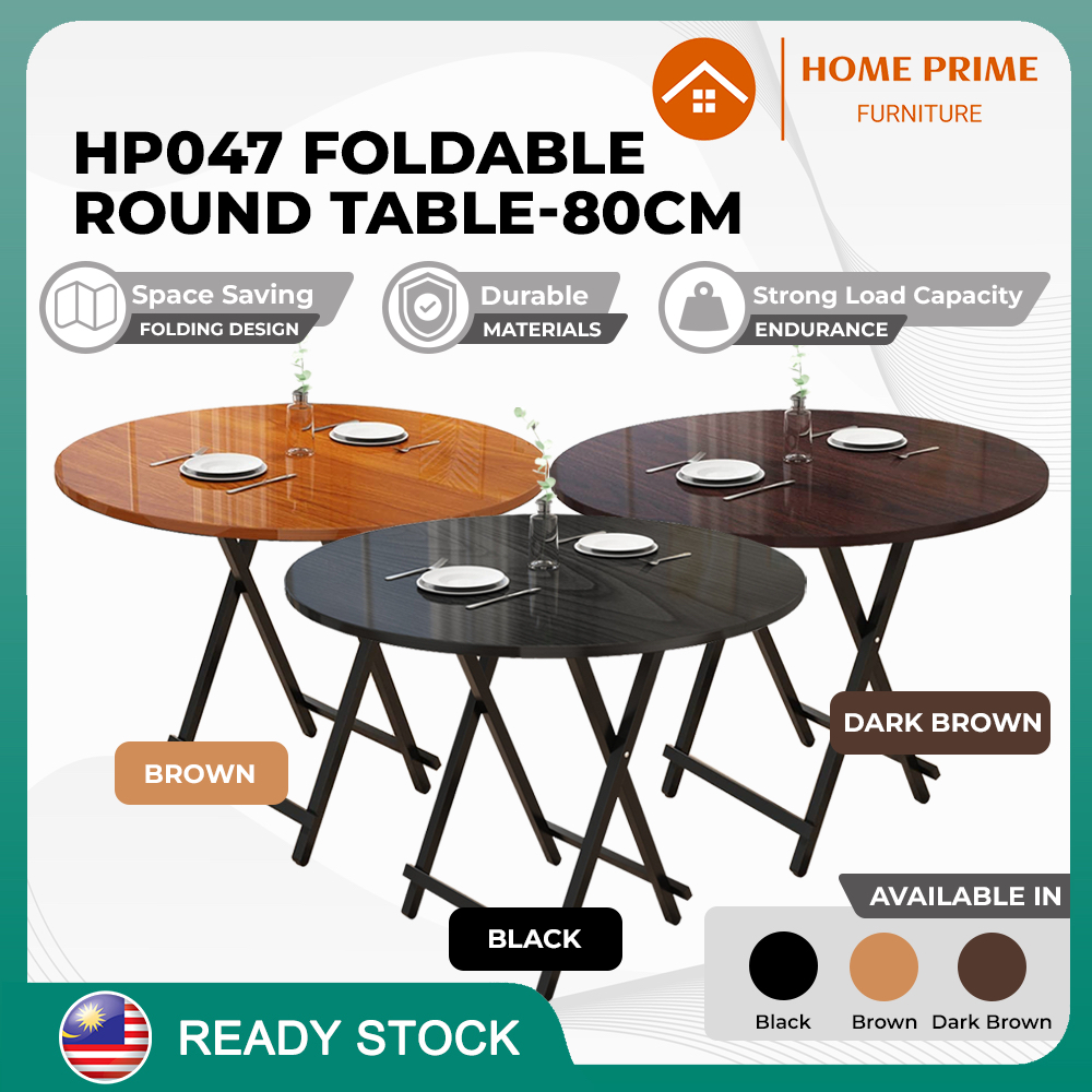 Home Prime HP047 Meja Bulat Lipat (80cm) Meja Makan Mudah Lipat Mudah ...