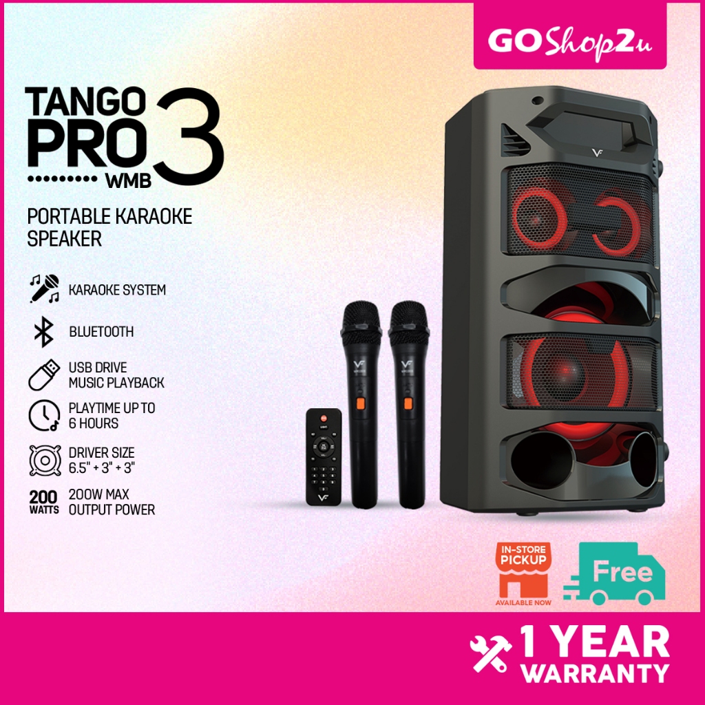 Vinnfier Tango Pro 3 WM Portable Bluetooth Speaker with Karaoke System Bluetooth | Shopee Malaysia