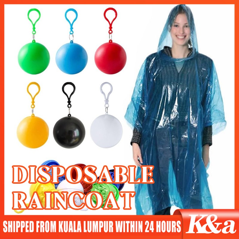 Adult Rain Coat Keychain Ball Disposable Single Use Raincoat Hooded ...