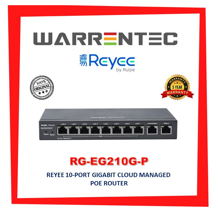 REYEE RG-EG210G-P REYEE 10-PORT GIGABIT CLOUD MANAGED POE ROUTER ...