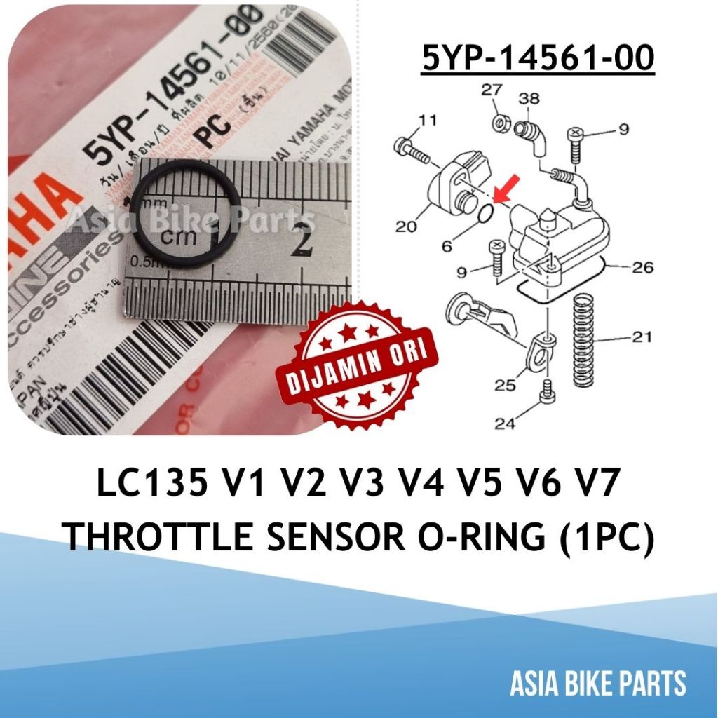 Yamaha Original LC135 V1 V2 V3 V4 V5 V6 V7 O Ring Carburetor Throttle Sensor O-Ring TPS - 5YP ...